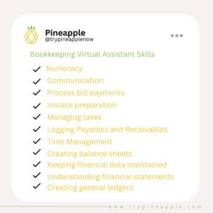 A Complete Guide to Bookkeeping Virtual Assistant Skills - Pineapple