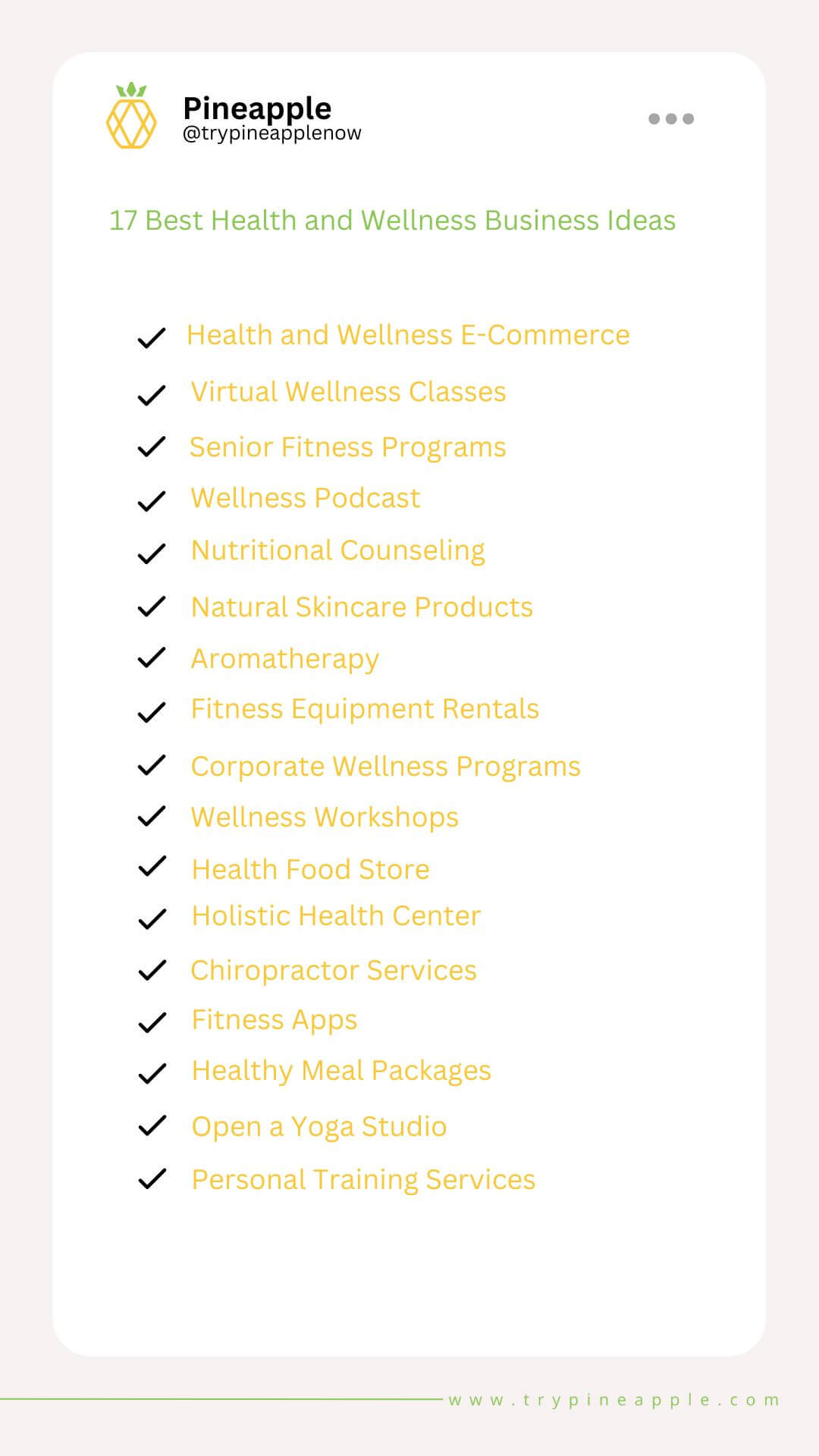 17 Health and Wellness Business Ideas - Pineapple | Virtual Assistant Hub
